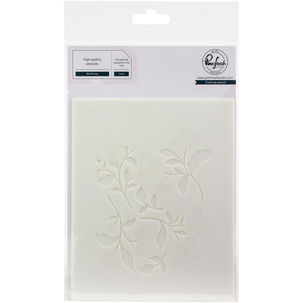 Pinkfresh Studio Clear Stamp Set 4X6 & Stencils 4.25X5.25 - Be Strong ...